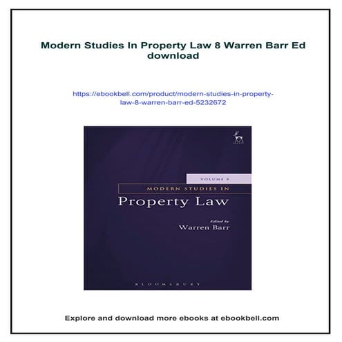 Modern Studies In Property Law 8 Warren Barr Ed | PDF