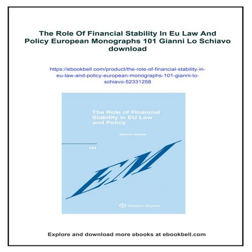 The Role Of Financial Stability In Eu Law And Policy European ...