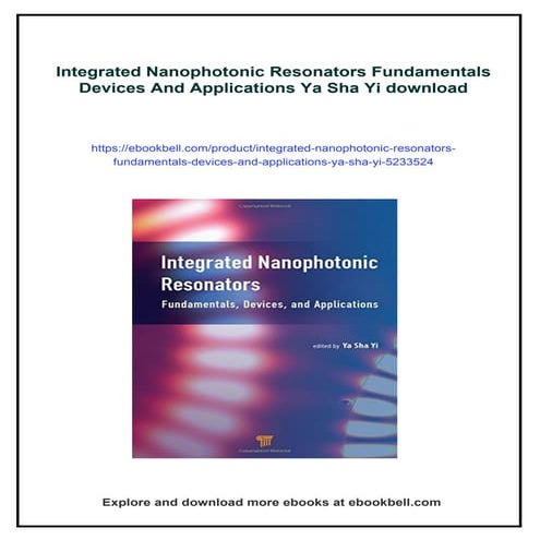 Integrated Nanophotonic Resonators Fundamentals Devices And ...