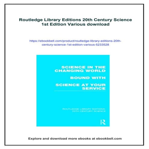 Routledge Library Editions 20th Century Science 1st Edition Various | PDF