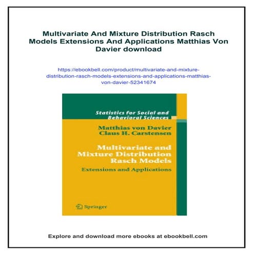 Multivariate And Mixture Distribution Rasch Models Extensions And Applications Matthias Von ...