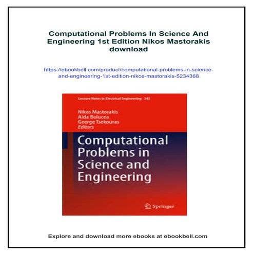 Computational Problems In Science And Engineering 1st Edition Nikos Mastorakis | PDF