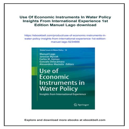 Use Of Economic Instruments In Water Policy Insights From International ...