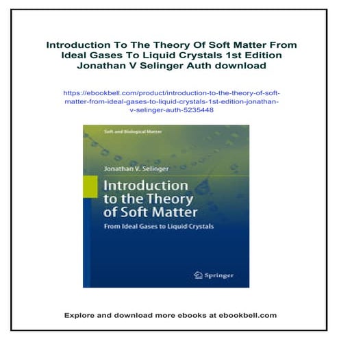 Introduction To The Theory Of Soft Matter From Ideal Gases To Liquid ...