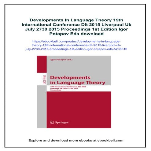 Developments In Language Theory 19th International Conference Dlt 2015 ...