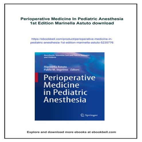 Perioperative Medicine In Pediatric Anesthesia 1st Edition Marinella ...