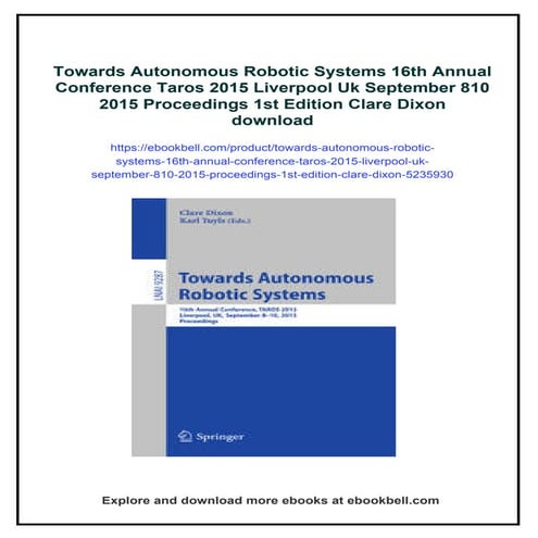 Towards Autonomous Robotic Systems 16th Annual Conference Taros 2015 ...