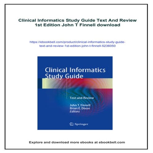 Clinical Informatics Study Guide Text And Review 1st Edition John T ...