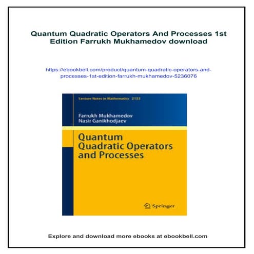 Quantum Quadratic Operators And Processes 1st Edition Farrukh ...