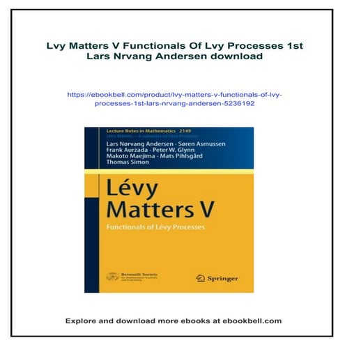 Lvy Matters V Functionals Of Lvy Processes 1st Lars Nrvang Andersen Pdf