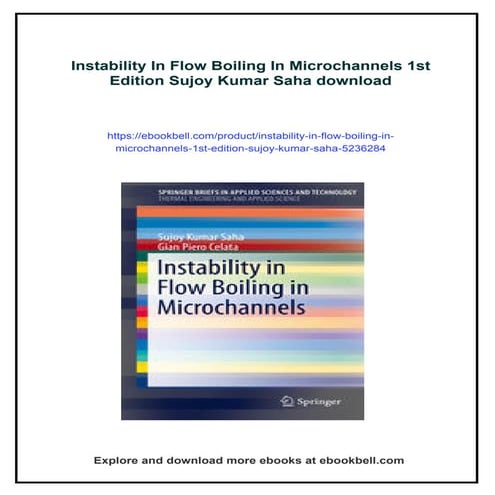 Instability In Flow Boiling In Microchannels 1st Edition Sujoy Kumar Saha | PDF