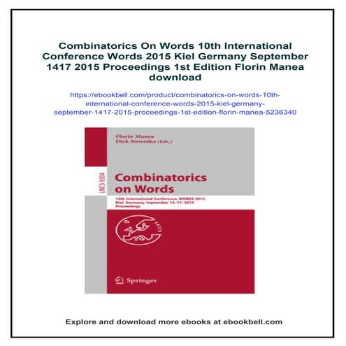 Combinatorics On Words 10th International Conference Words 2015 Kiel Germany September 1417 2015 ...