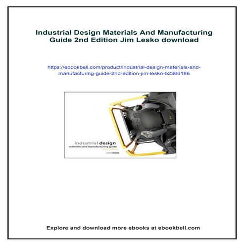 Industrial Design Materials And Manufacturing Guide 2nd Edition Jim ...