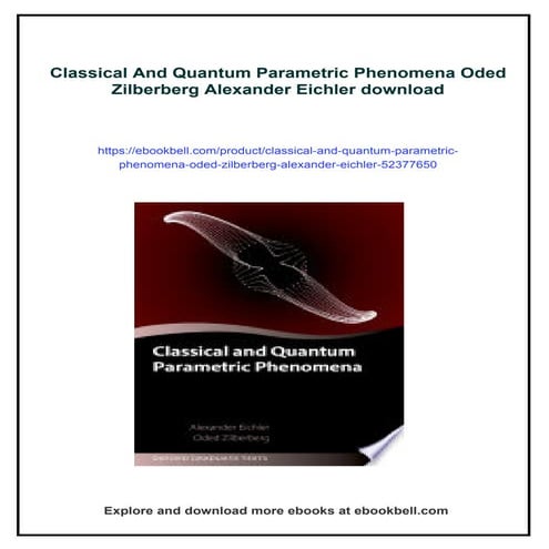 Classical And Quantum Parametric Phenomena Oded Zilberberg Alexander ...