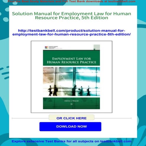 Solution Manual for Employment Law for Human Resource Practice, 5th ...