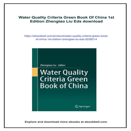 Water Quality Criteria Green Book Of China 1st Edition Zhengtao Liu Eds ...