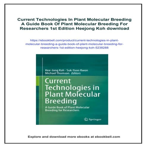 Current Technologies In Plant Molecular Breeding A Guide Book Of Plant ...