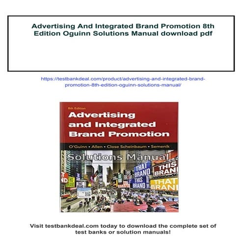 Advertising And Integrated Brand Promotion 8th Edition Oguinn Solutions Manual | PDF