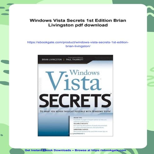 Windows Vista Secrets 1st Edition Brian Livingston | PDF