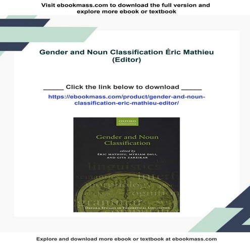Gender and Noun Classification Éric Mathieu (Editor) | PDF