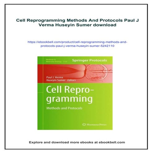 Cell Reprogramming Methods And Protocols Paul J Verma Huseyin Sumer | PDF