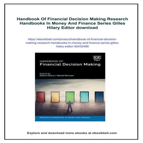 Handbook Of Financial Decision Making Research Handbooks In Money And ...