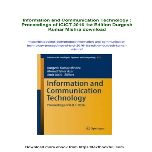 Information and Communication Technology : Proceedings of ICICT 2016 ...