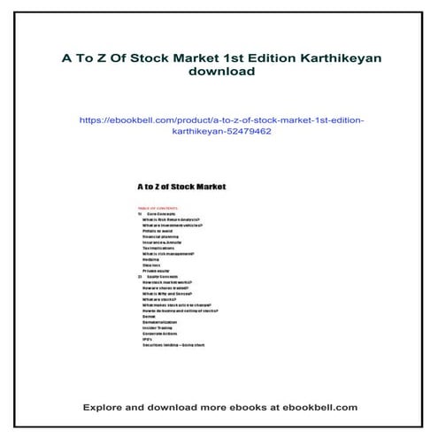 A To Z Of Stock Market 1st Edition Karthikeyan | PDF