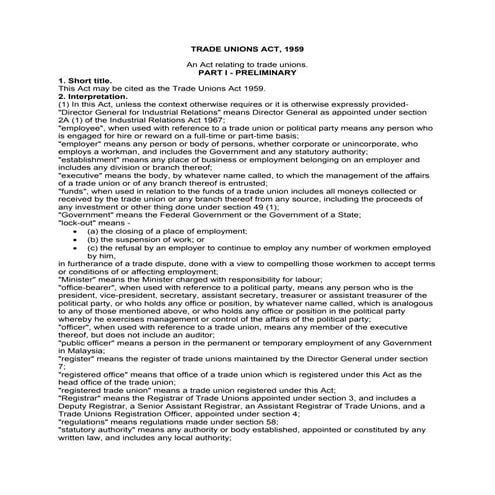 26245012 malaysia-trade-unions-act | PDF