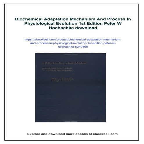 Biochemical Adaptation Mechanism And Process In Physiological Evolution ...