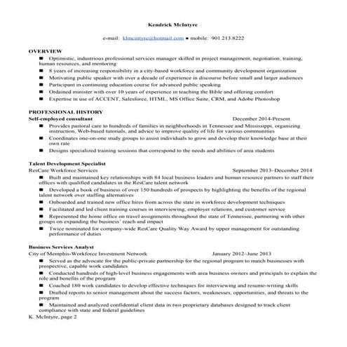 Ken McIntyre Resume 2016 | DOC