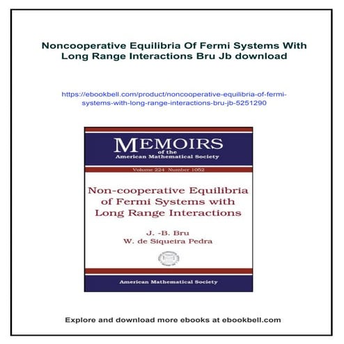 Noncooperative Equilibria Of Fermi Systems With Long Range Interactions Bru Jb | PDF