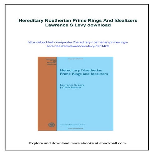 Hereditary Noetherian Prime Rings And Idealizers Lawrence S Levy | PDF