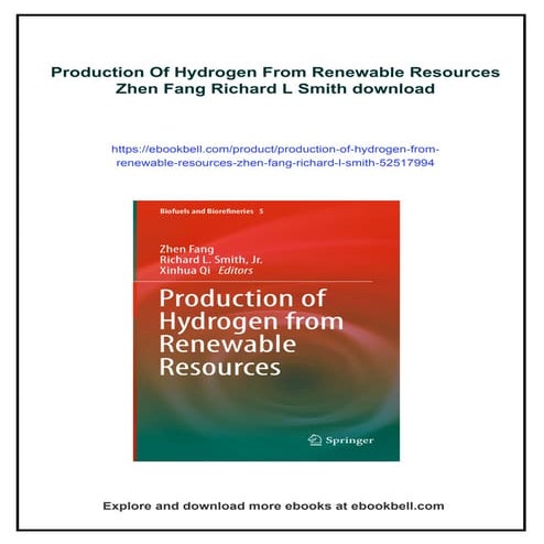 Production Of Hydrogen From Renewable Resources Zhen Fang Richard L ...