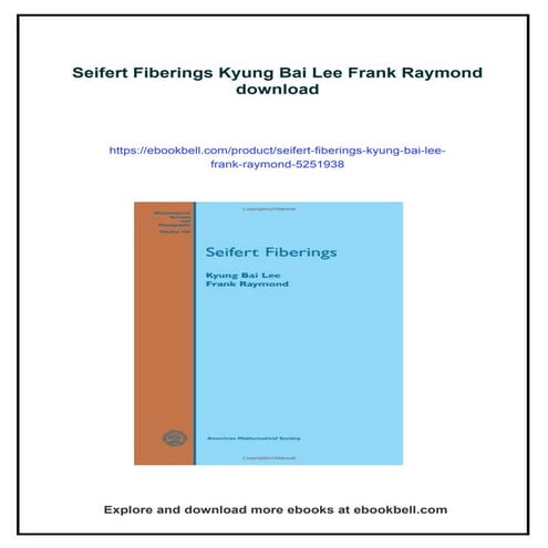 Seifert Fiberings Kyung Bai Lee Frank Raymond | PDF