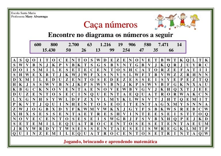 Caça números - Leitura e escrita dos números Caça números - Leitura e escrita dos números