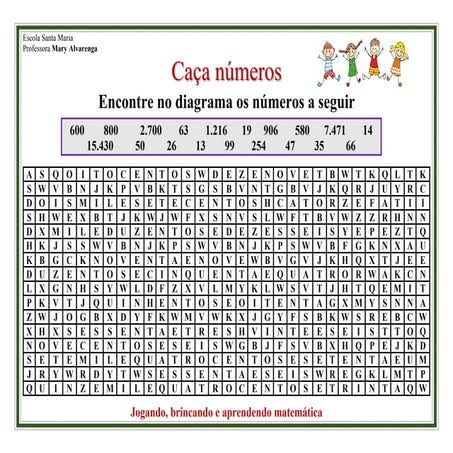 Caça números - Leitura e escrita dos números | PDF