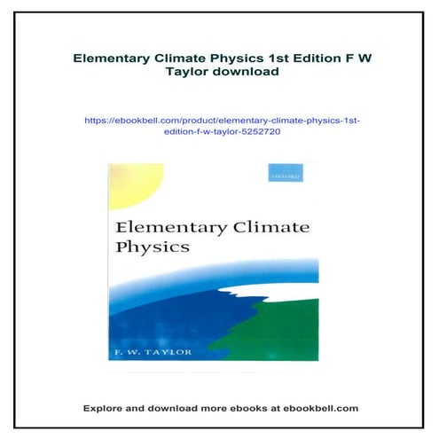 Elementary Climate Physics 1st Edition F W Taylor | PDF