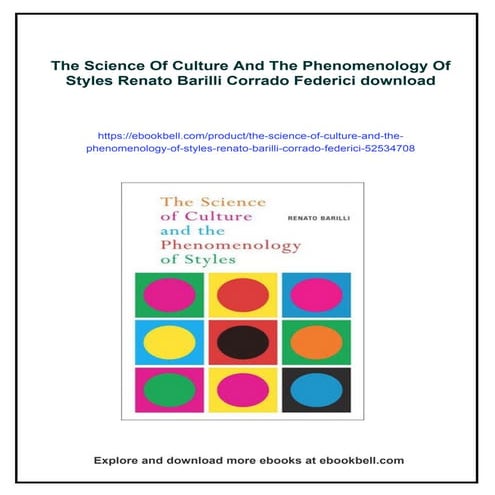 The Science Of Culture And The Phenomenology Of Styles Renato Barilli ...