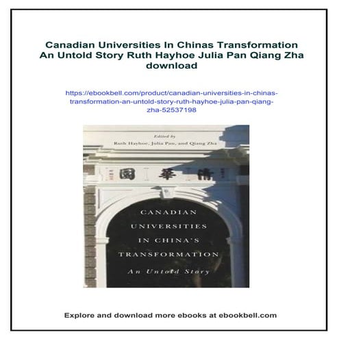 Canadian Universities In Chinas Transformation An Untold Story Ruth ...