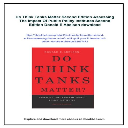 Do Think Tanks Matter Second Edition Assessing The Impact Of Public ...