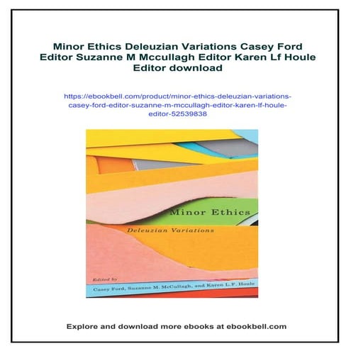 Minor Ethics Deleuzian Variations Casey Ford Editor Suzanne M Mccullagh ...