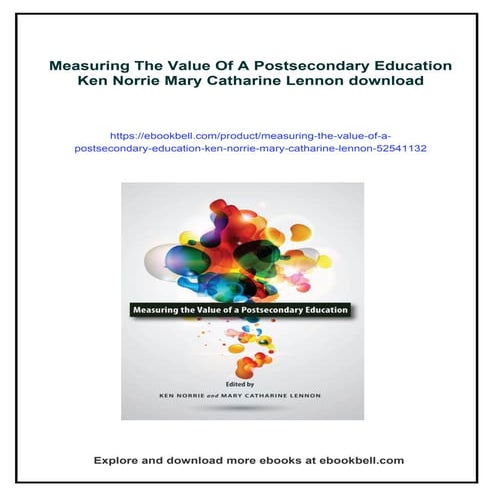 Measuring The Value Of A Postsecondary Education Ken Norrie Mary ...