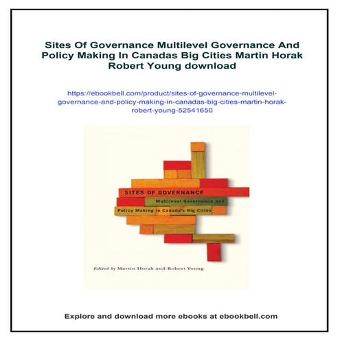 Sites Of Governance Multilevel Governance And Policy Making In Canadas ...