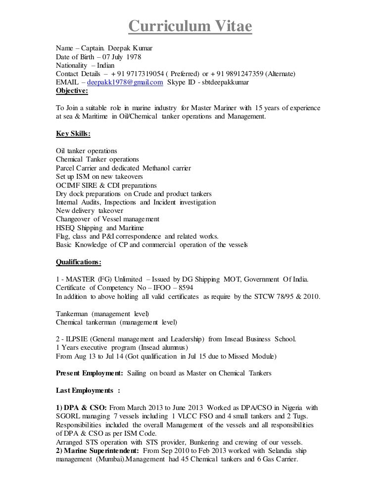 capt deepak CV
