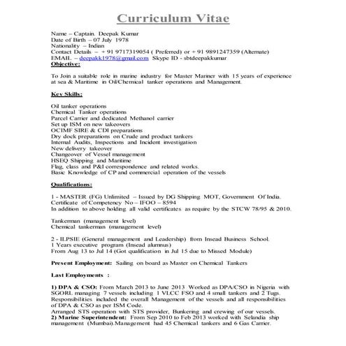 capt deepak CV | DOCX