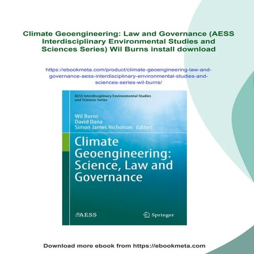 Climate Geoengineering: Law and Governance (AESS Interdisciplinary ...