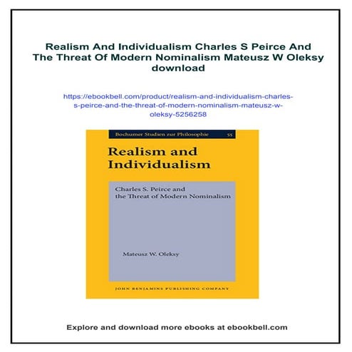 Realism And Individualism Charles S Peirce And The Threat Of Modern ...