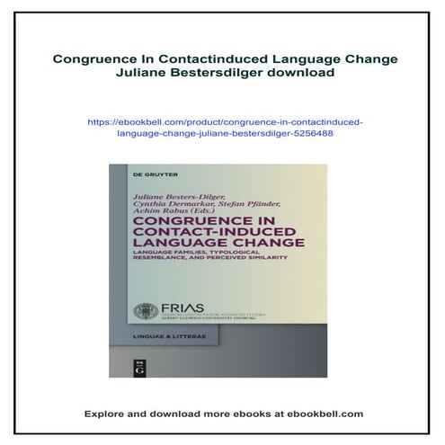 Congruence In Contactinduced Language Change Juliane Bestersdilger | PDF