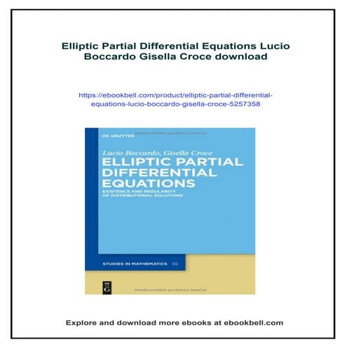 Elliptic Partial Differential Equations Lucio Boccardo Gisella Croce Pdf
